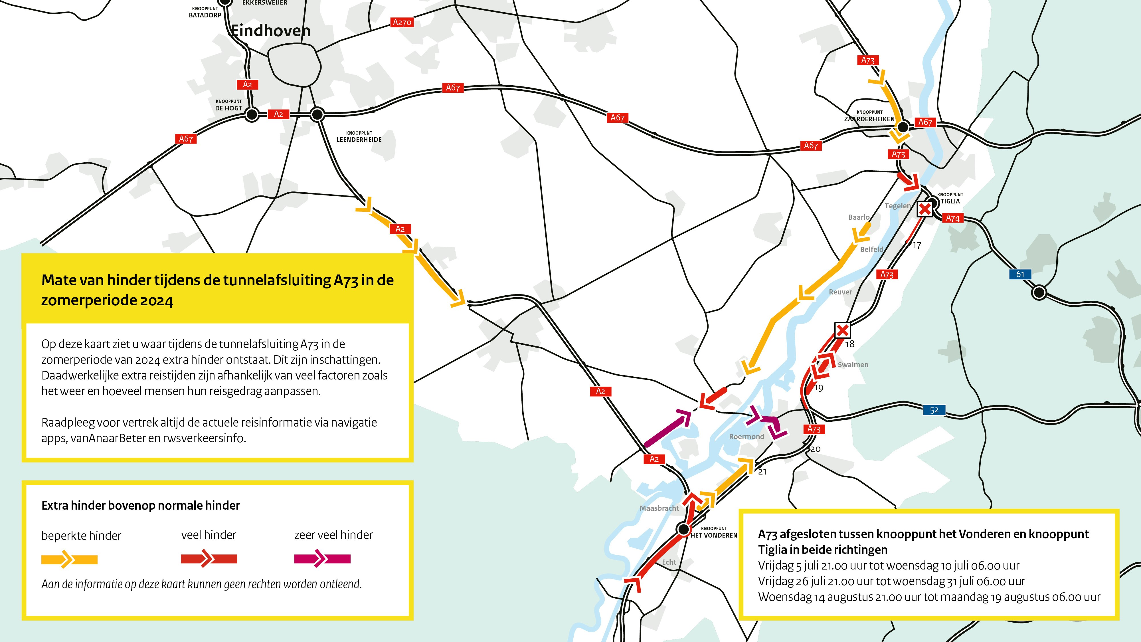 A73: afronding groot onderhoud tunnels; juli en augustus 2024